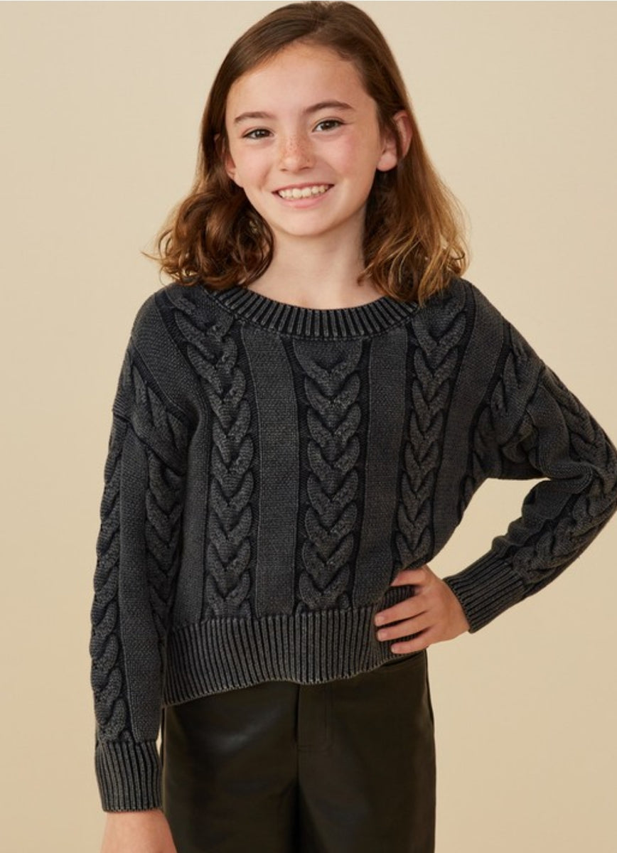 GIRLS Cable Knit Sweater - Black – Hello Lovely Boutique Nebraska